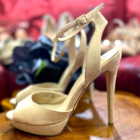 Forever 21 | Shoes | Forever 2 Tan Suede Platform Anklestrap Stilettos ...